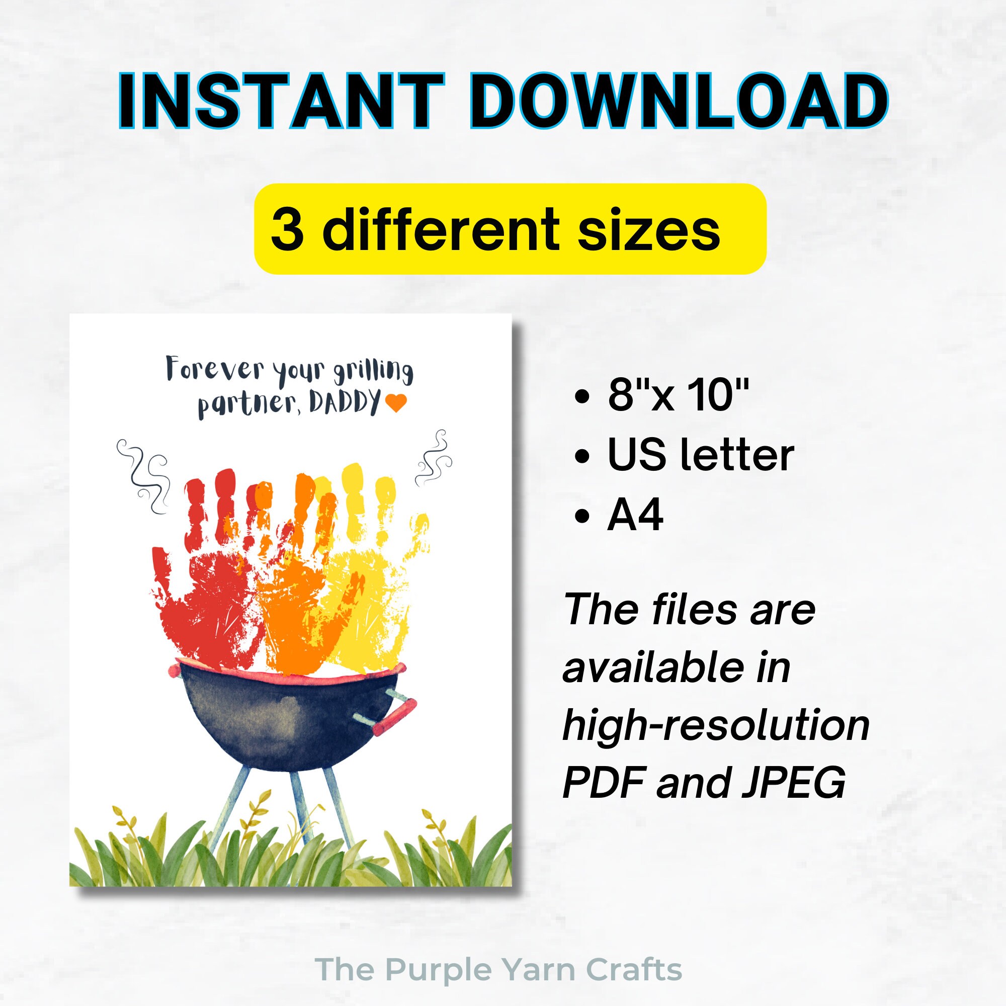 Grilling Father's Day Handprint, DIY Gift for Dad, Dad Gift From Kids ...