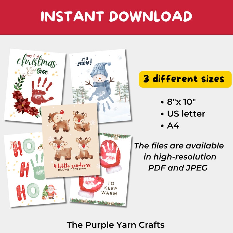 Christmas Handprint Footprint Thumbprint Art Bundle, Winter Handprint ...