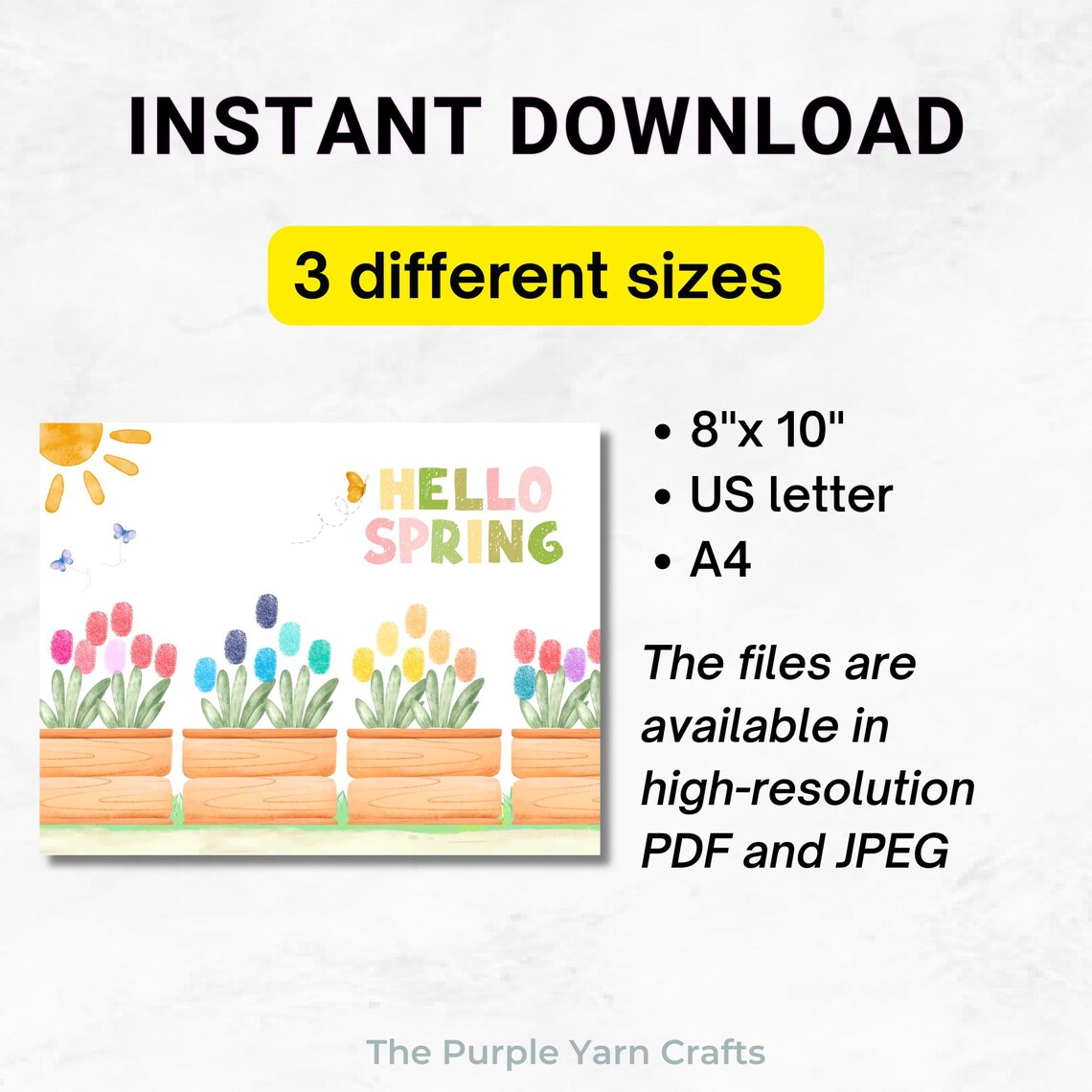 Hello Spring Fingerprint Flower Craft, Spring Handprint Art, Spring ...