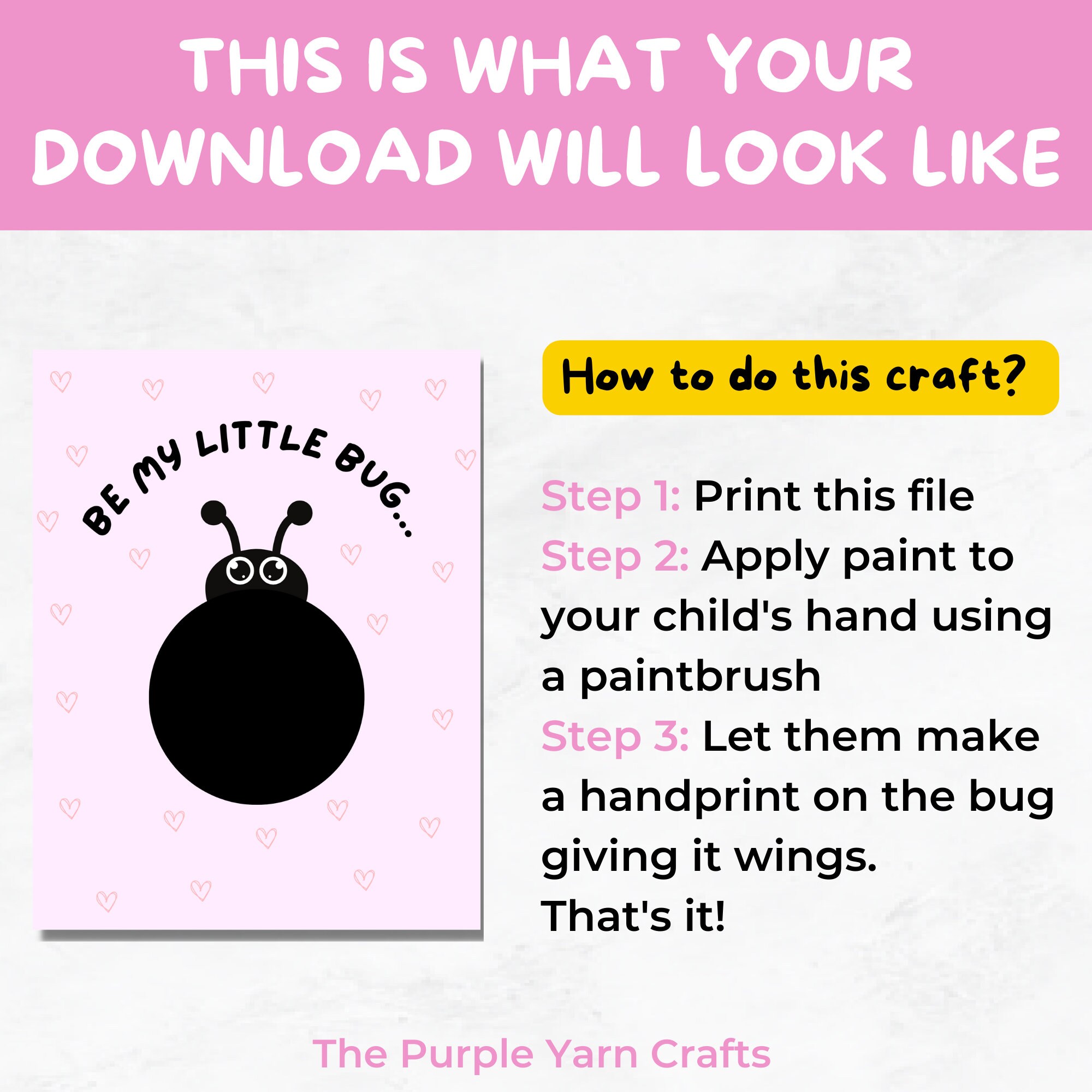 Love Bug Valentine Handprint, Valentine's Day Handprint Art, Printable ...