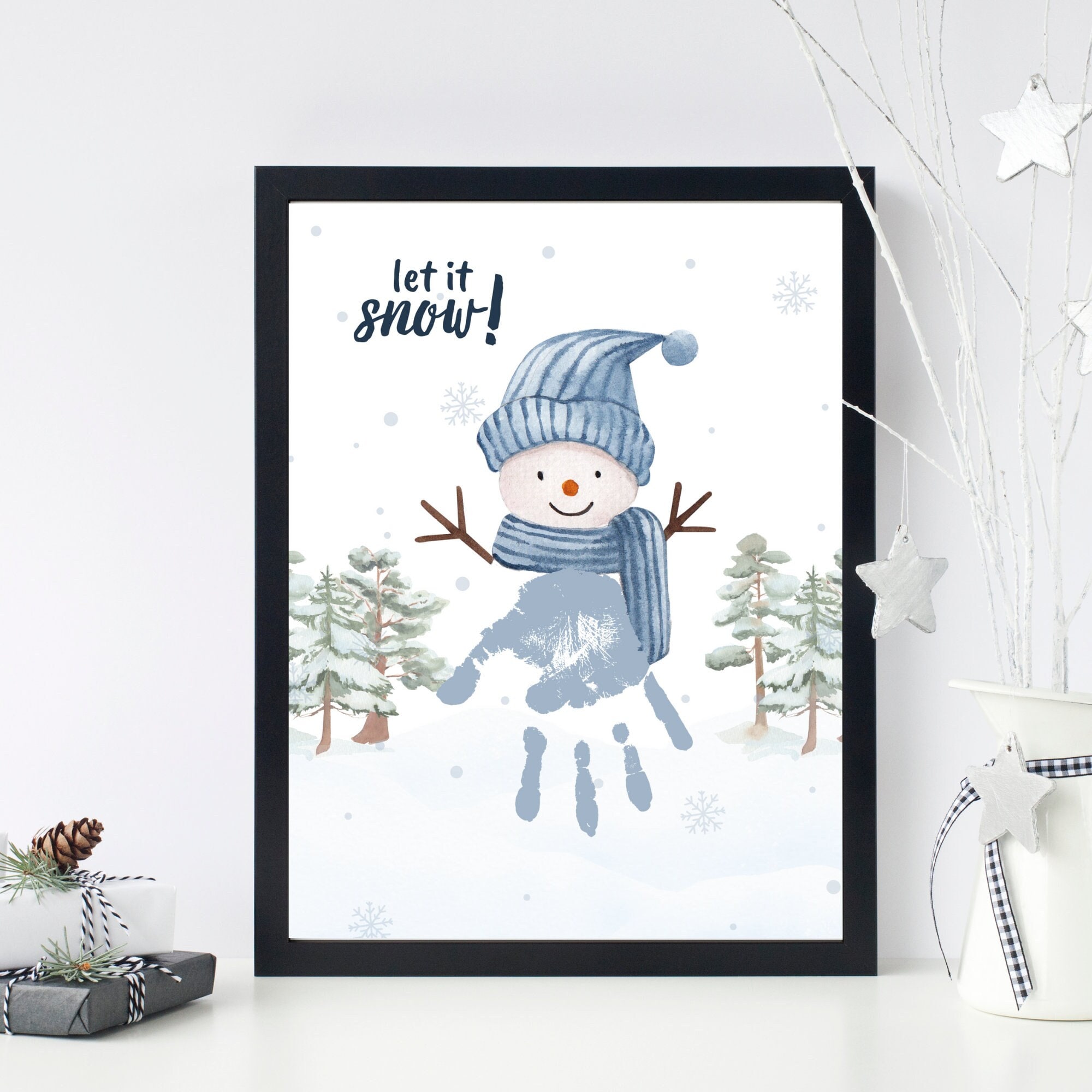 Snowman Handprint Art, Snowman Craft, Snowman Printable, Snowman ...