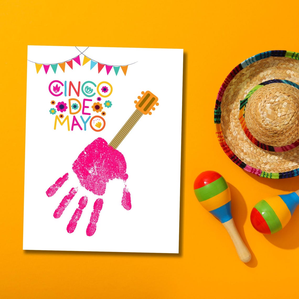 Cinco De Mayo Handprint Art, Guitar Handprint, Cinco De Mayo Craft ...