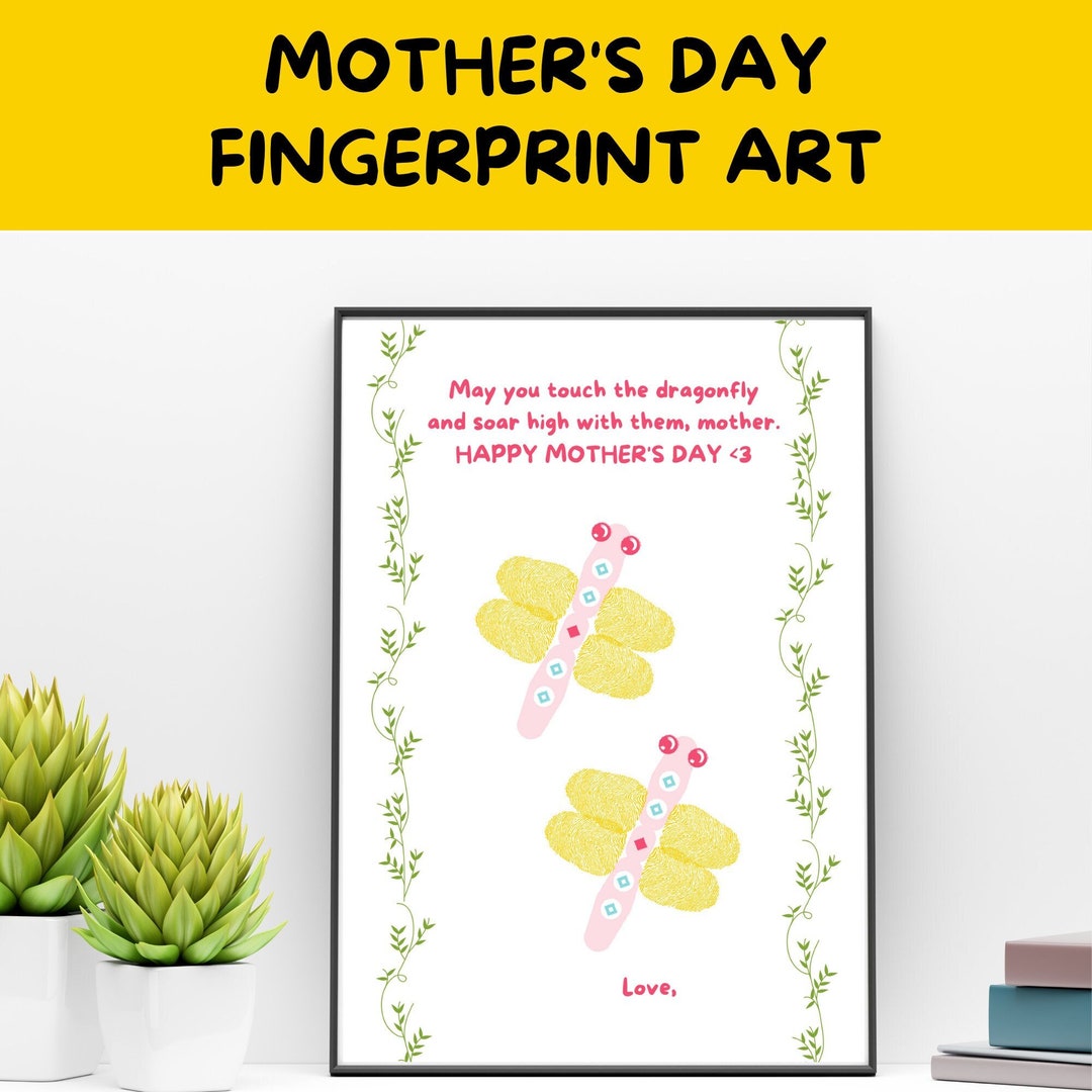Mother's Day Handprint Printable, Mother's Day Fingerprint Art ...