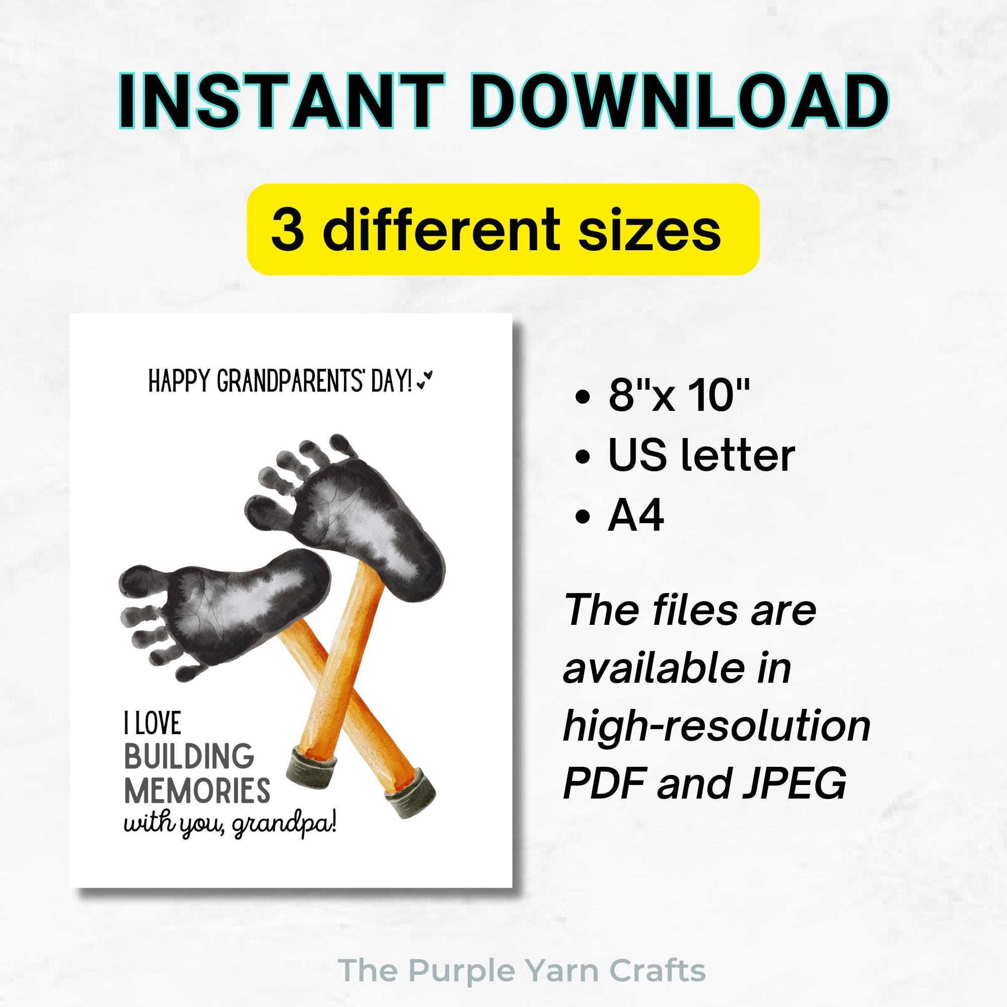 Grandpa Footprint Art, Grandpa Love, Grandparents Day Footprint ...