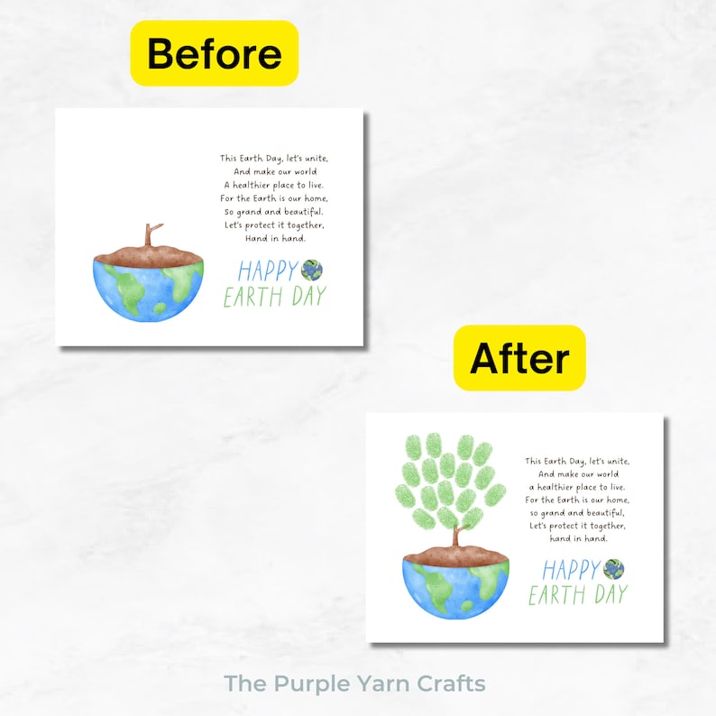 Earth Day Fingerprint Tree, Thumbprint Tree, Earth Day Printable, Earth ...