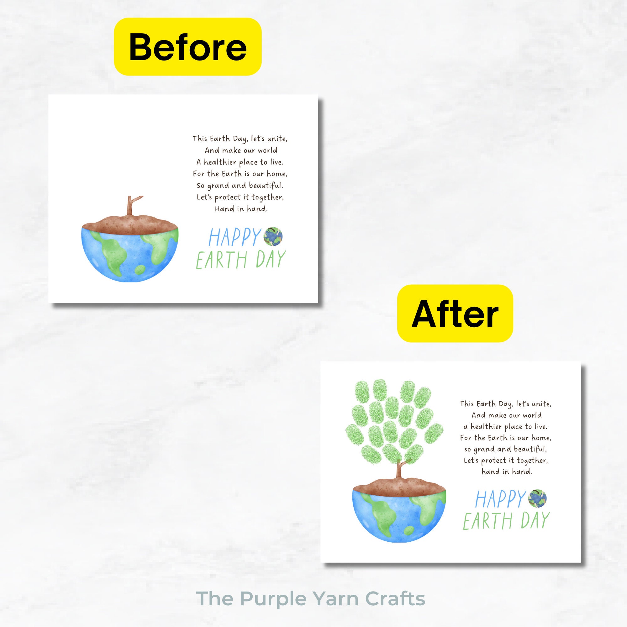 Earth Day Fingerprint Tree, Thumbprint Tree, Earth Day Printable, Earth ...