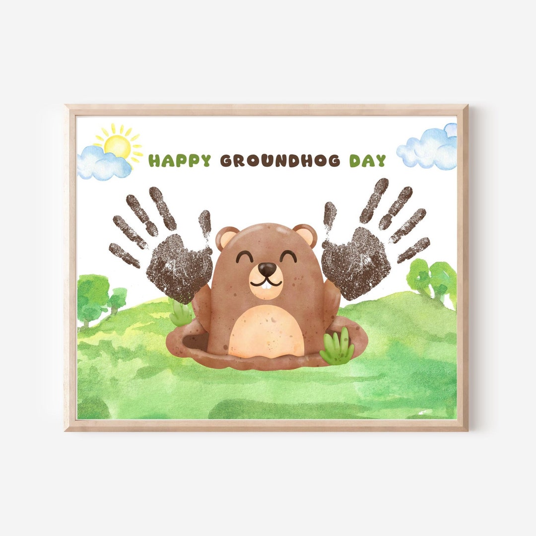 Groundhog Day Handprint Craft, Groundhog Day Craft, Groundhog Day ...