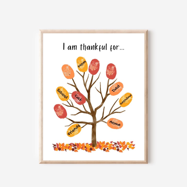 Thanksgiving Fingerprint Tree Craft, Thanksgiving Leaf Kids Activity, I ...