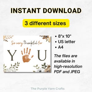Thankful for You Handprint Craft, Thanksgiving Handprint Craft, Baby ...