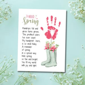 Hello Spring Handprint Art, Spring Poem Handprint, Preschool Spring Art ...