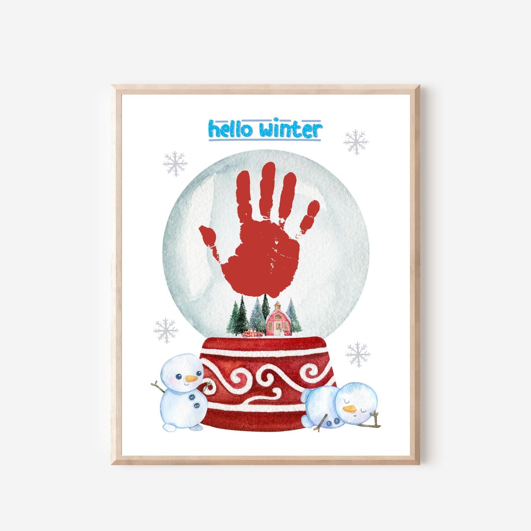 Snowglobe Handprint Craft, Snowglobe Printable, Hello Winter Handprint ...