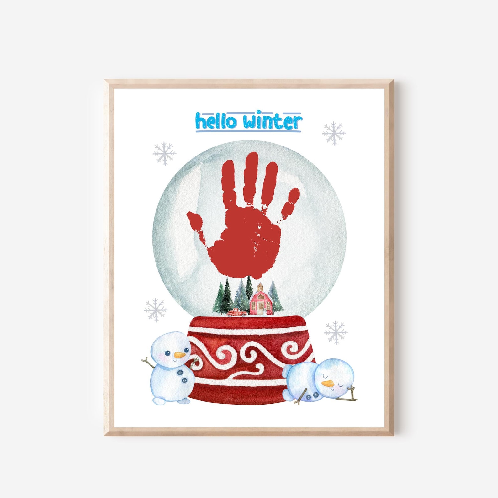 Snowglobe Handprint Craft, Snowglobe Printable, Hello Winter Handprint ...