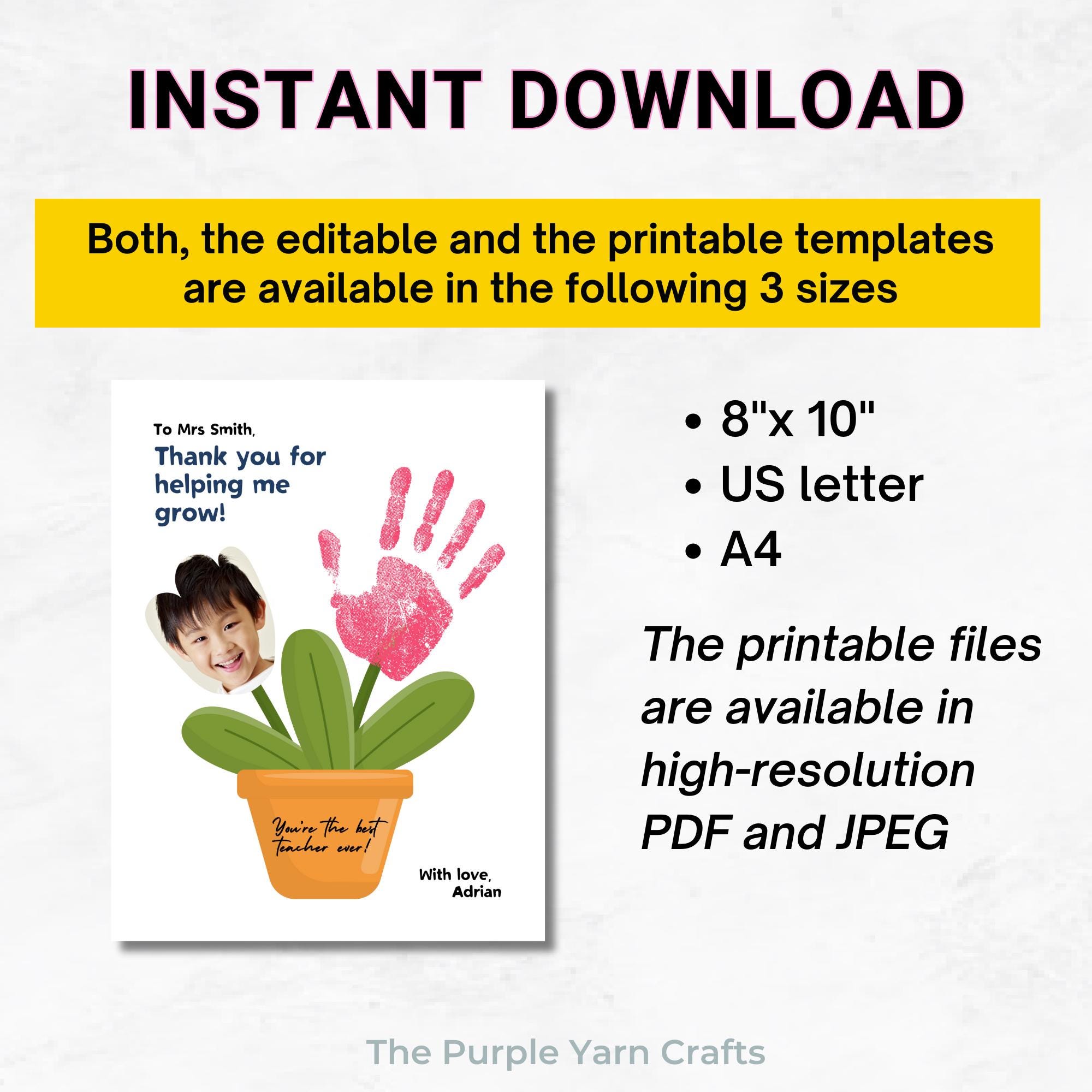 Editable Teacher Appreciation Handprint Art, Photo Handprint Canva ...