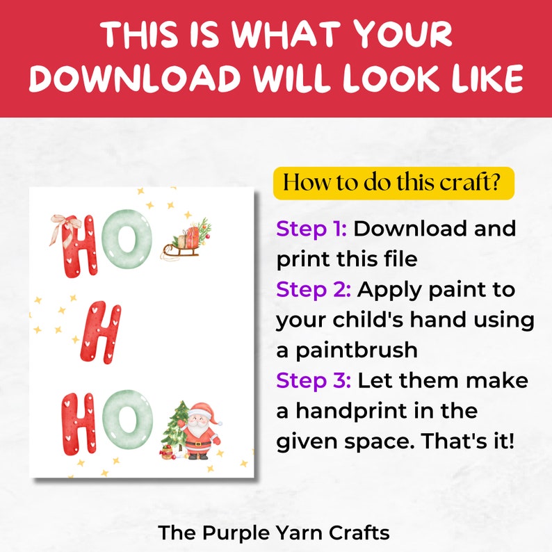 Christmas Handprint Art, Ho Ho Ho Handprint, Baby's First Handprint ...