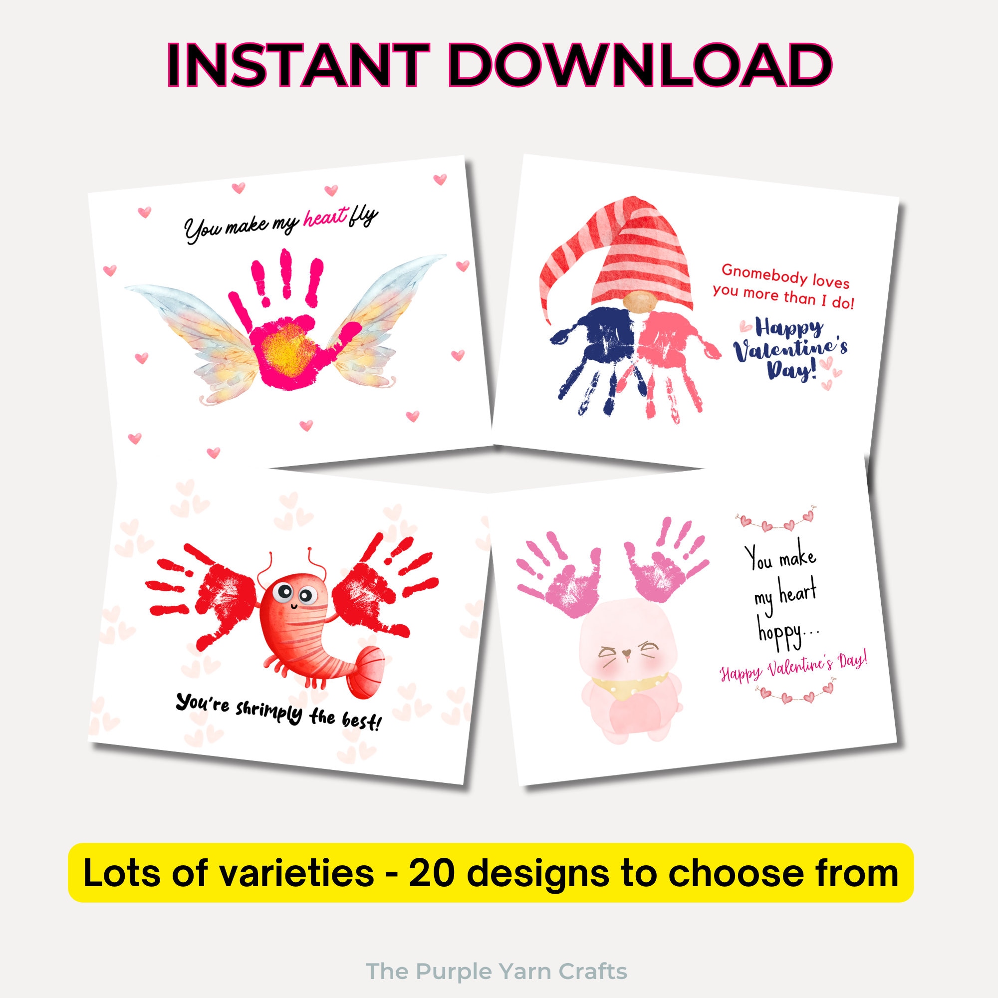Valentine's Day Handprint Art Bundle, Fingerprint Craft, Baby Toddler ...