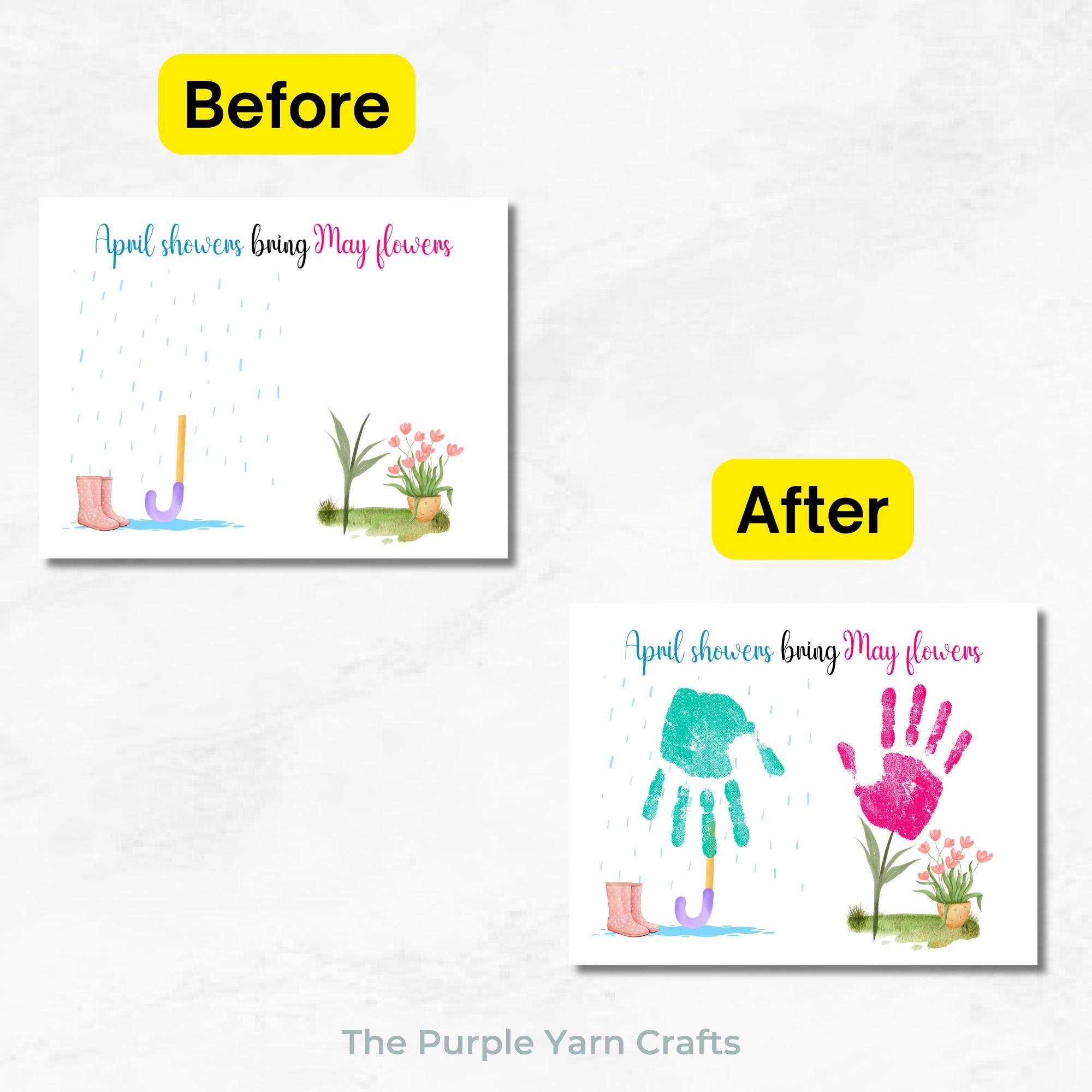 April Showers Bring May Flowers Handprint, Spring Handprint Art, April ...