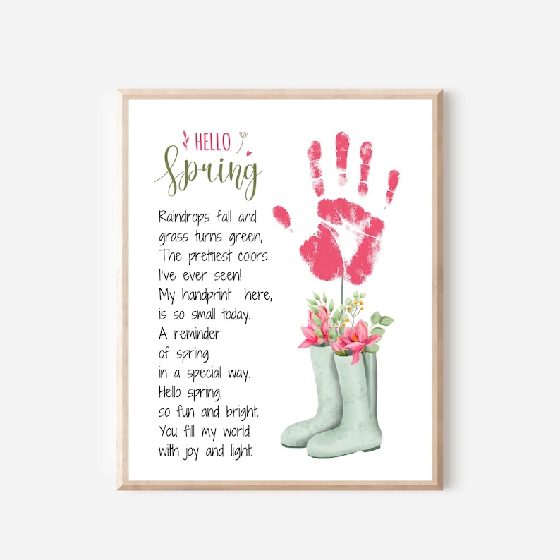 Hello Spring Handprint Art, Spring Poem Handprint, Preschool Spring Art ...