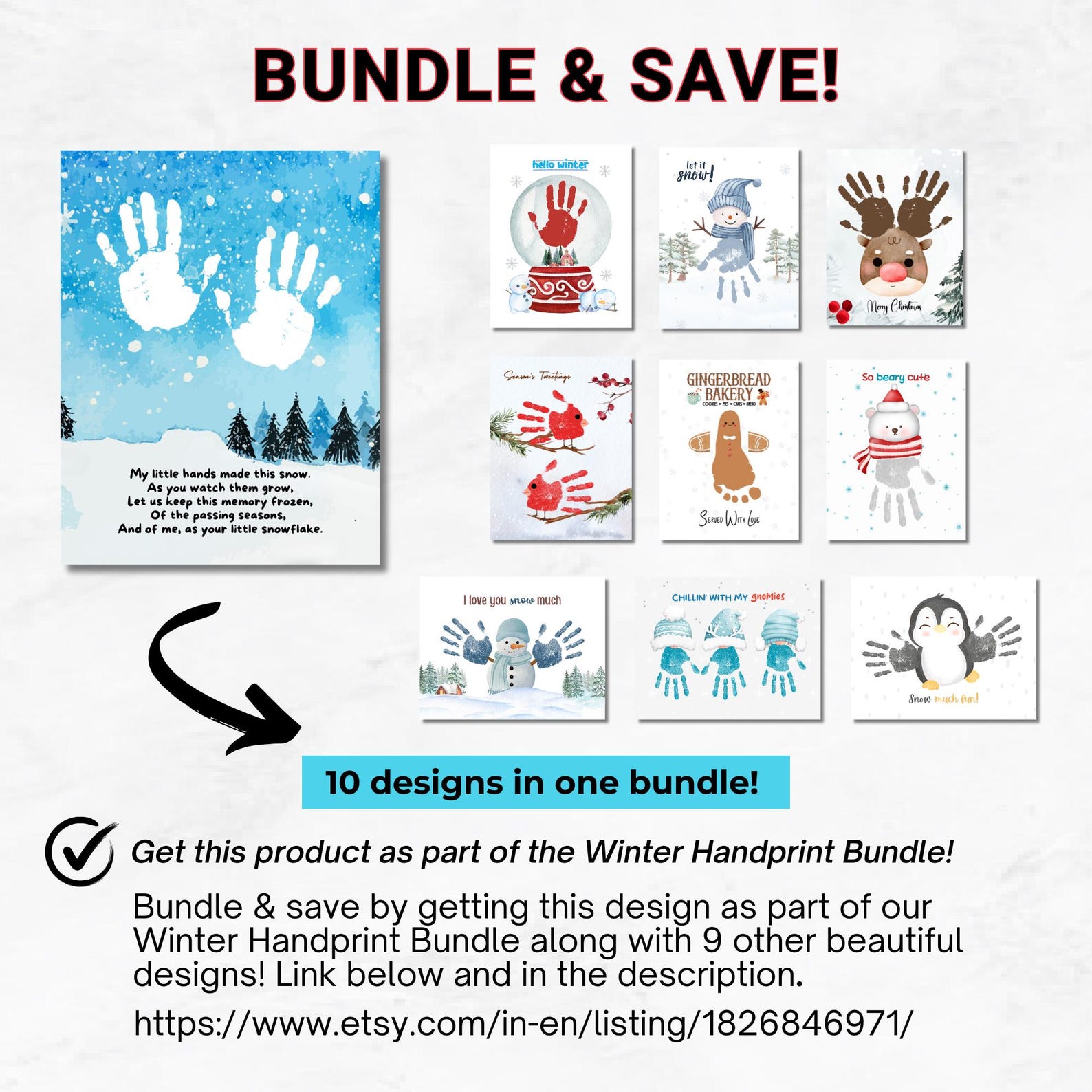 Snowflake Handprint Art, Winter Poem Handprint, Winter Craft Toddler ...