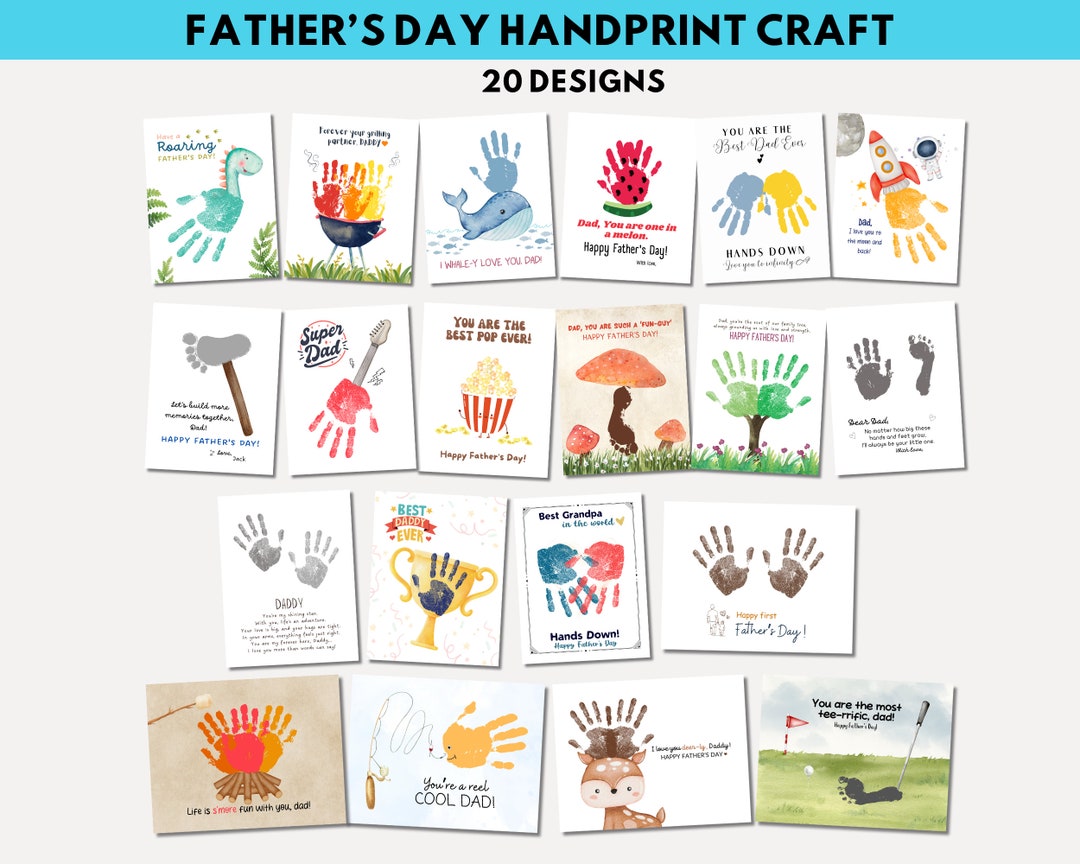 Father's Day Handprint Craft Bundle, Father's Day Footprint Craft, DIY ...