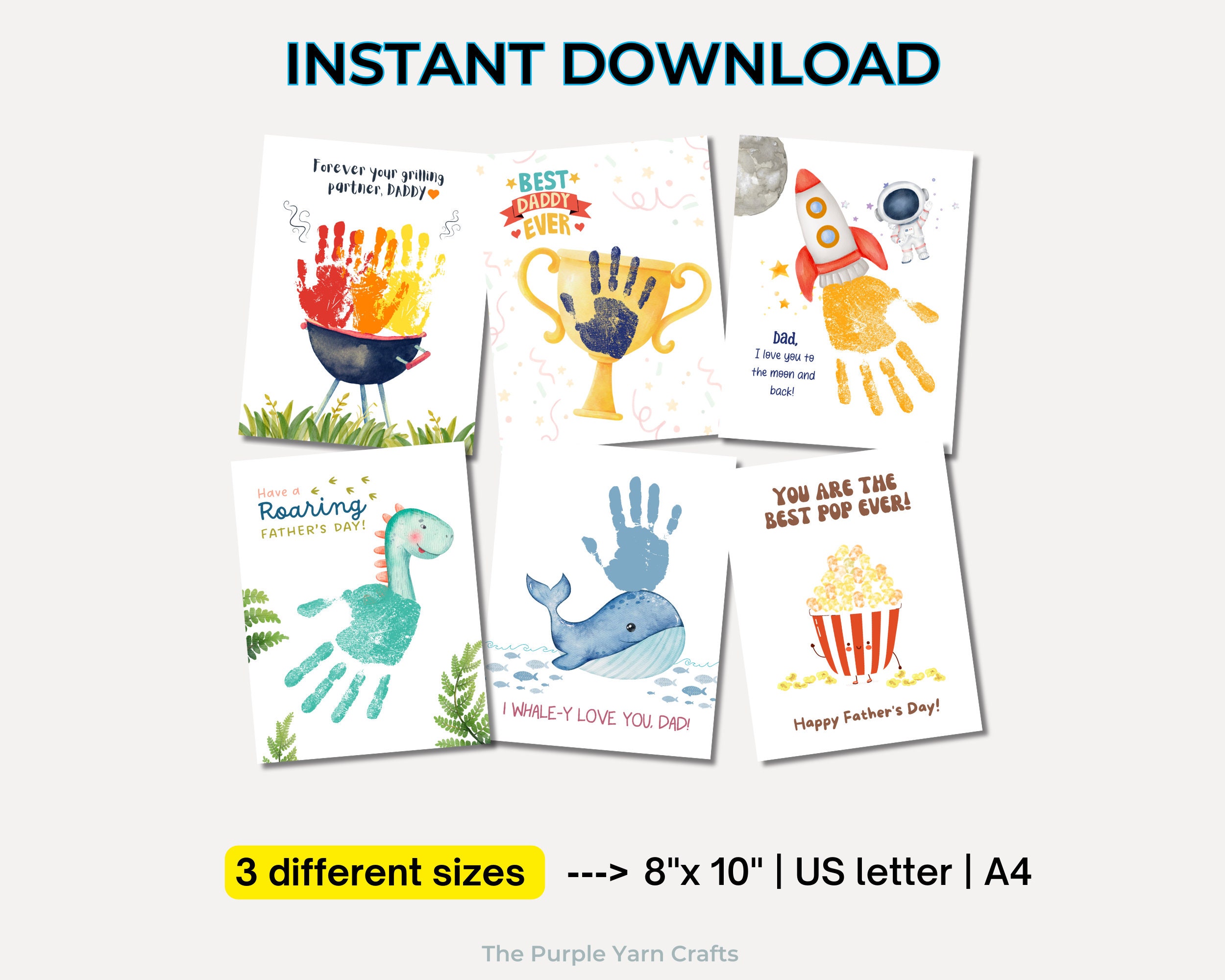 Father's Day Handprint Craft Bundle, Father's Day Footprint Craft, DIY ...