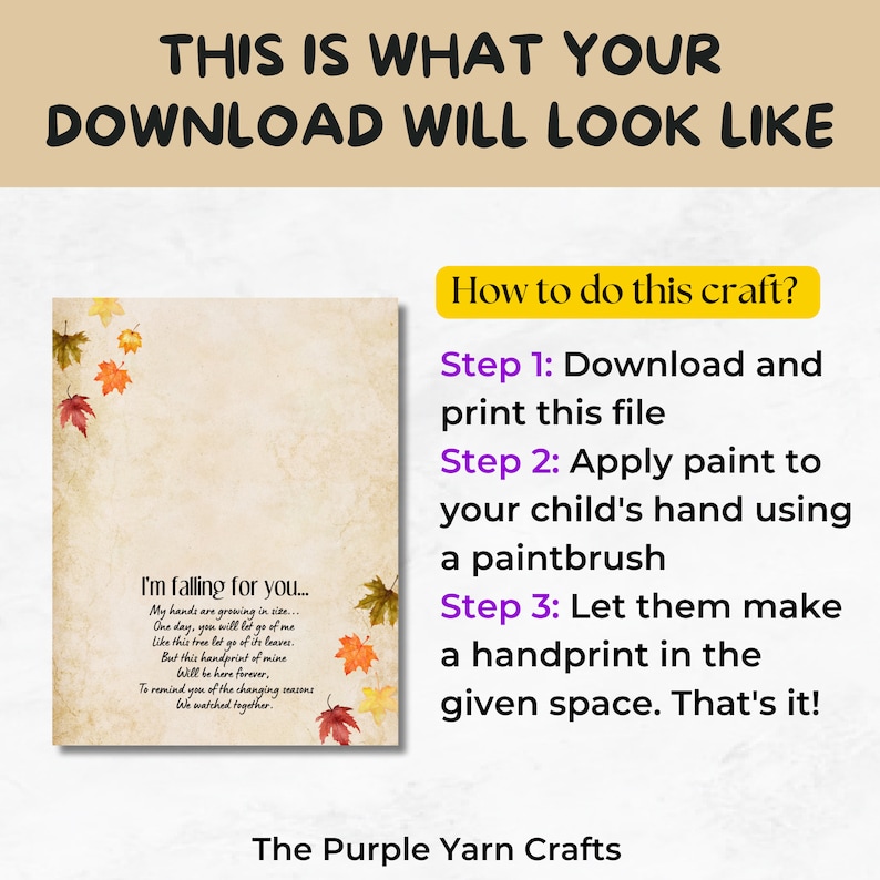 Fall Leaf Poem Handprint Art, Printable Autumn Handprint, Baby Toddlers ...