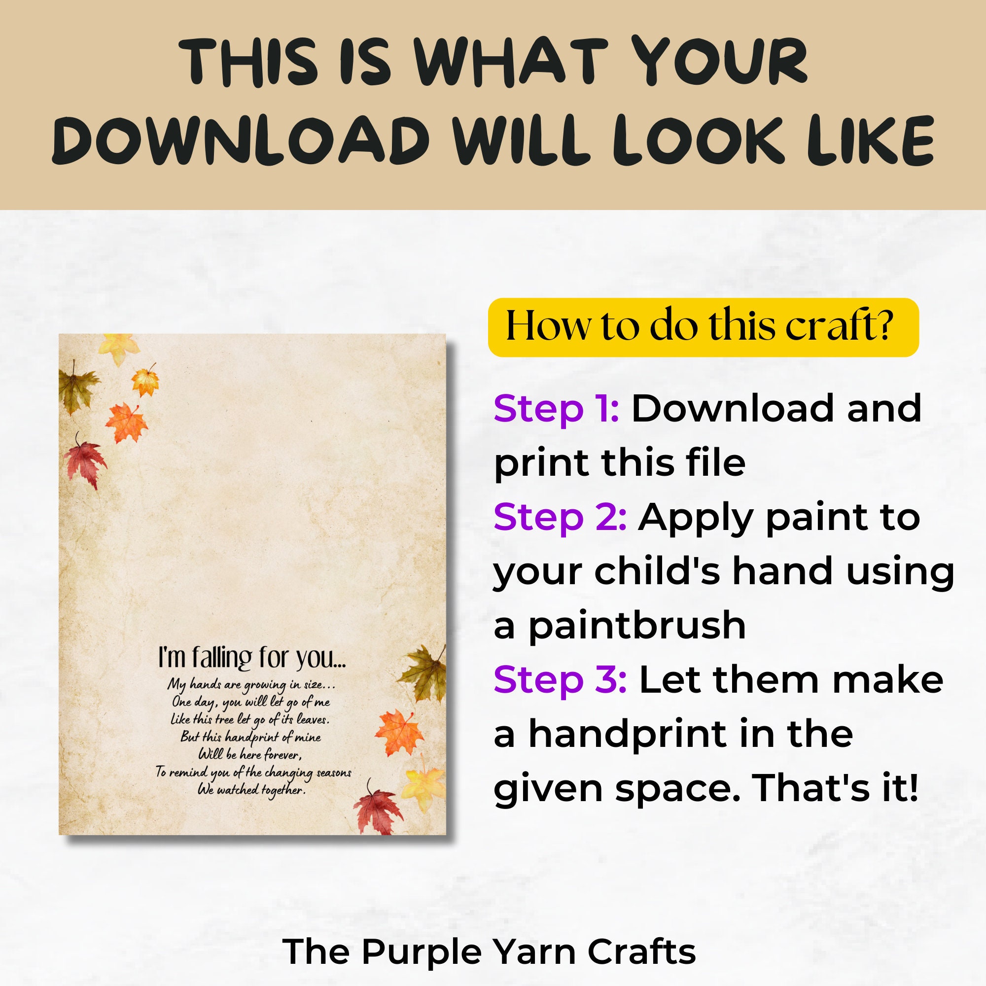 Fall Leaf Poem Handprint Art, Printable Autumn Handprint, Baby Toddlers ...