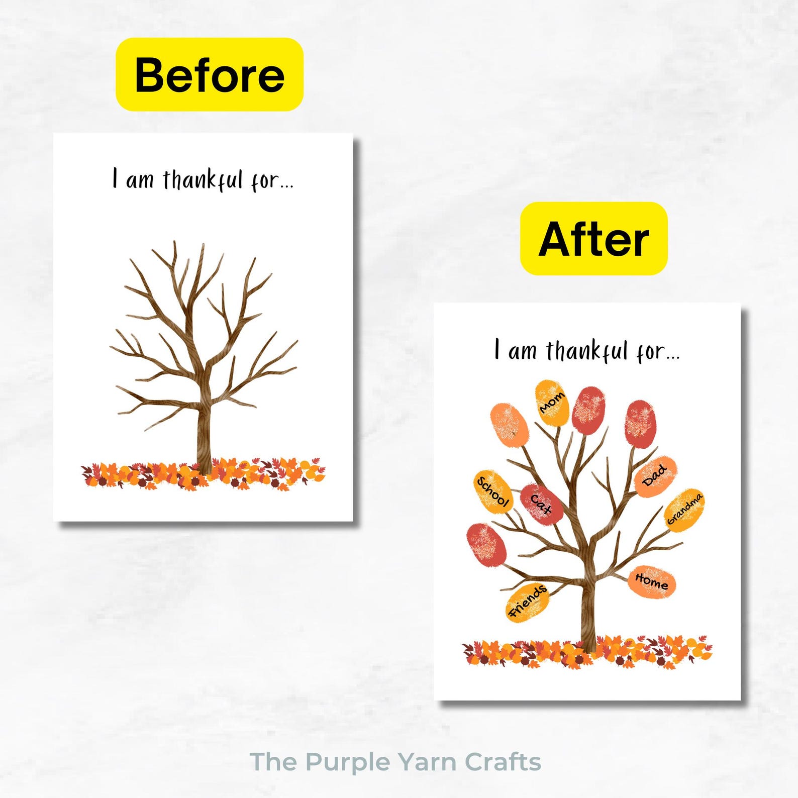 Thanksgiving Fingerprint Tree Craft, Thanksgiving Leaf Kids Activity, I ...