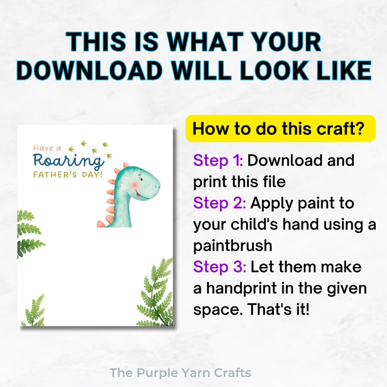 Father's Day Dinosaur Handprint, Toddler Father's Day Gift, Father's ...