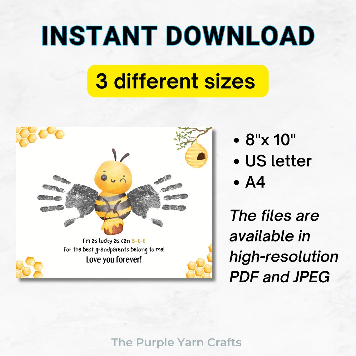 Grandparents Bee Handprint Craft, Grandparents' Day Handprint ...