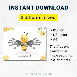 Grandparents Bee Handprint Craft, Grandparents' Day Handprint ...