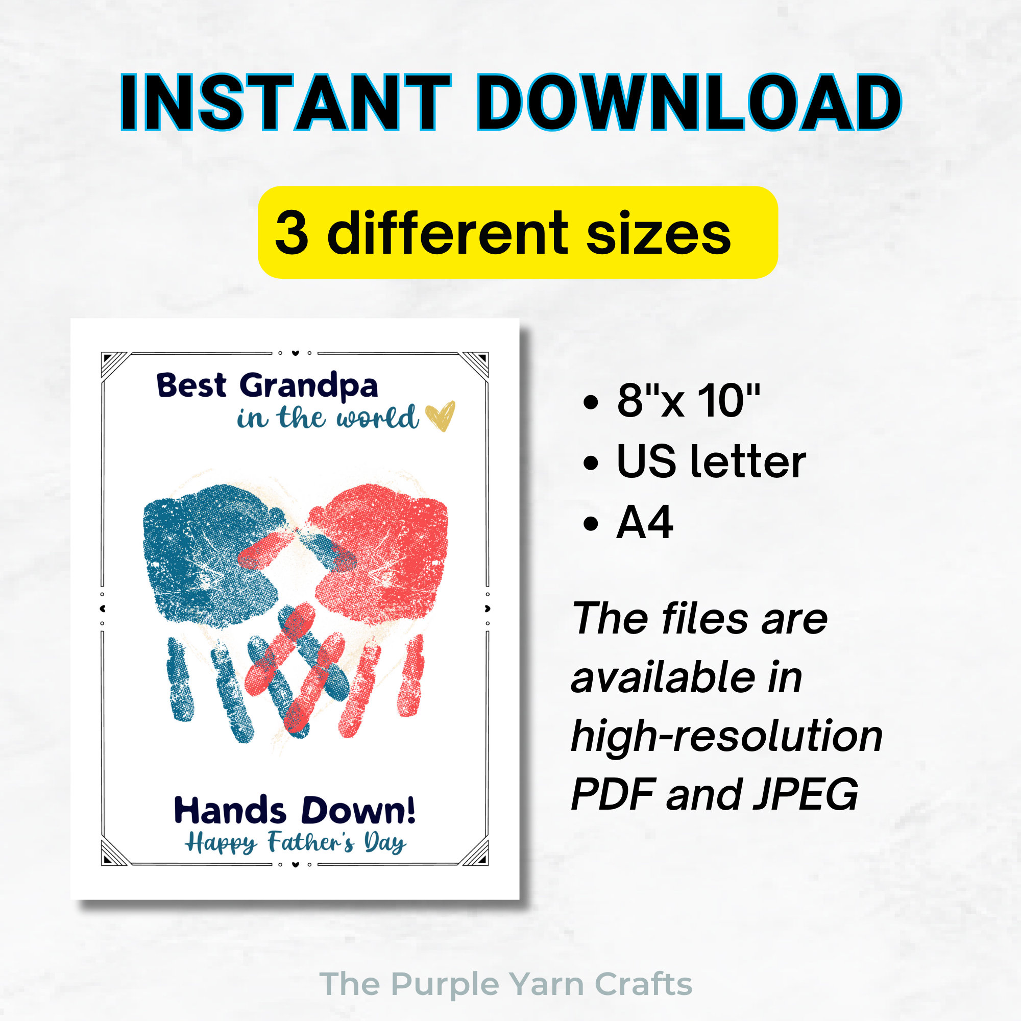 Father's Day Grandpa Handprint Art, Gift From Grandkid, Best Grandpa ...