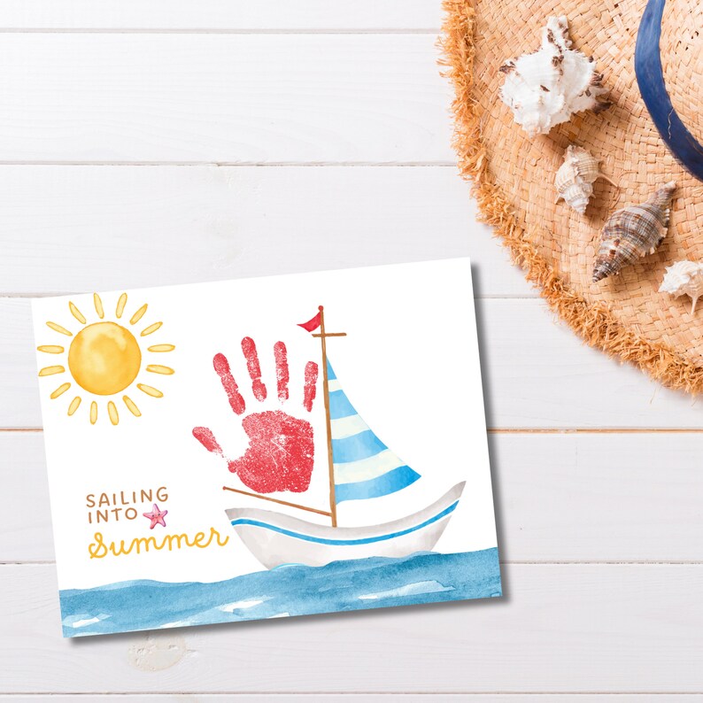 Sailing Into Summer Handprint Art, Sailboat Handprint, Baby Toddler ...