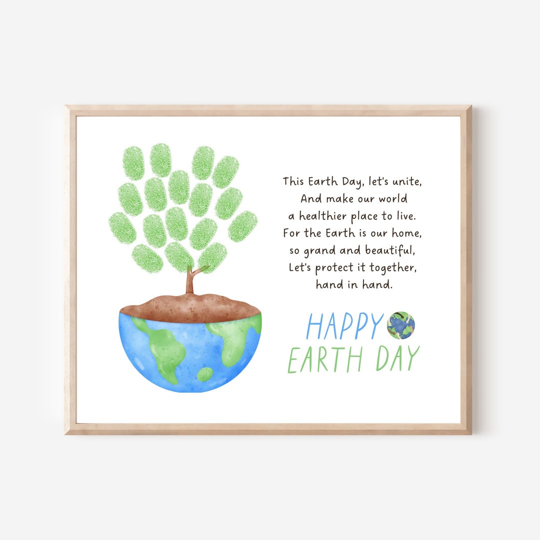 Earth Day Fingerprint Tree, Thumbprint Tree, Earth Day Printable, Earth ...