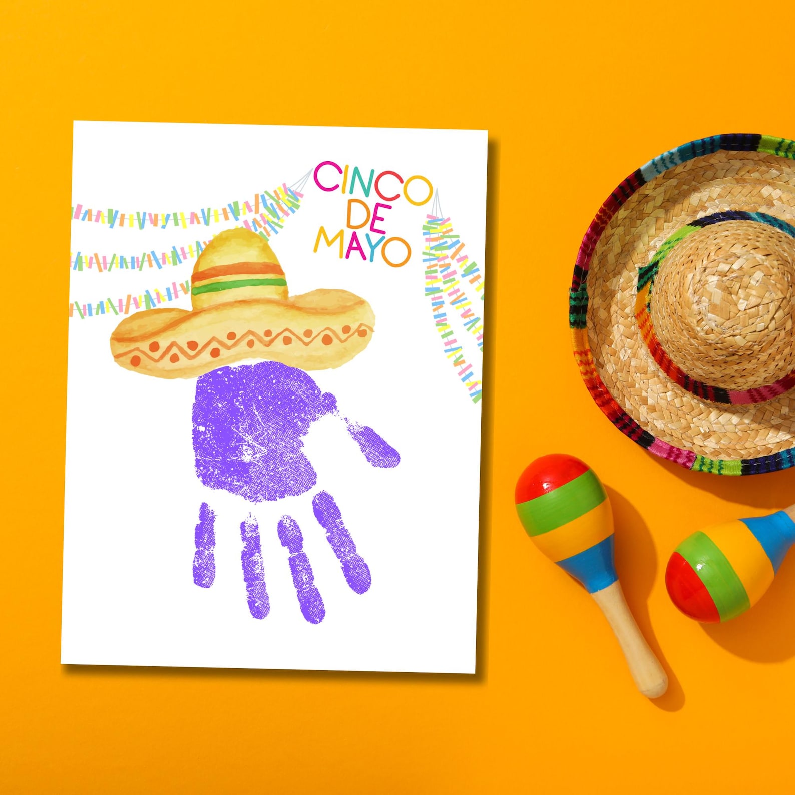 Sombrero Hat Cinco De Mayo Handprint, Daycare Printable, Cinco De Mayo ...