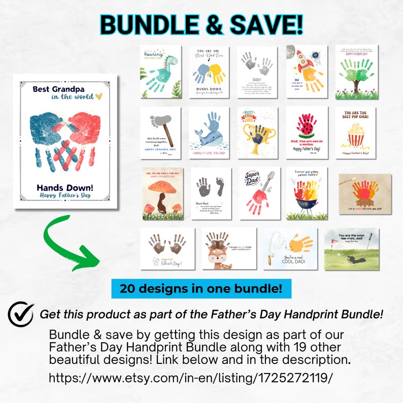 Father's Day Grandpa Handprint Art, Gift From Grandkid, Best Grandpa ...