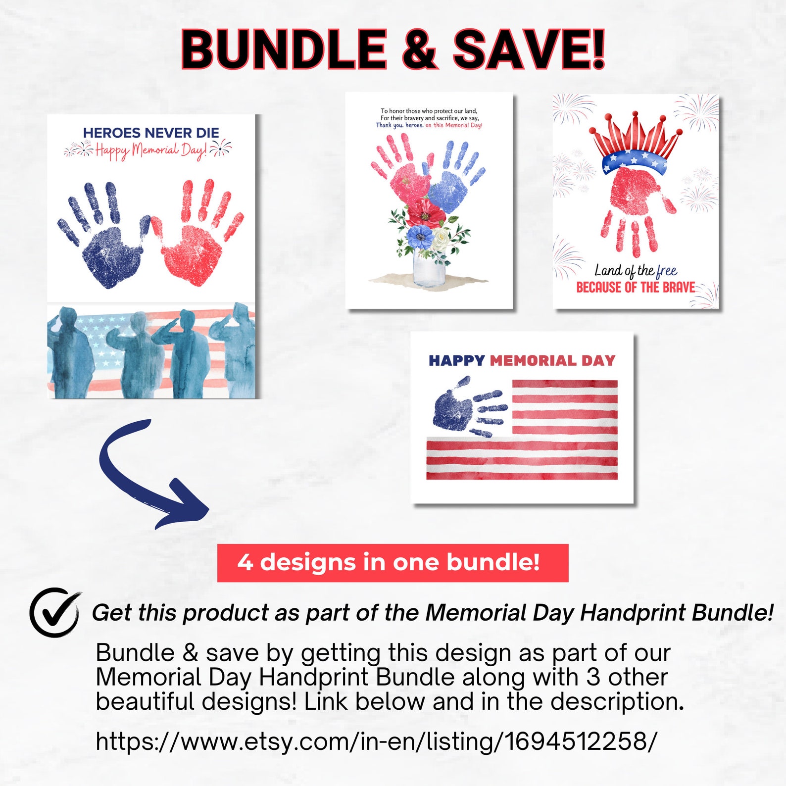 Memorial Day Handprint, Memorial Day Craft, Memorial Day Printable ...