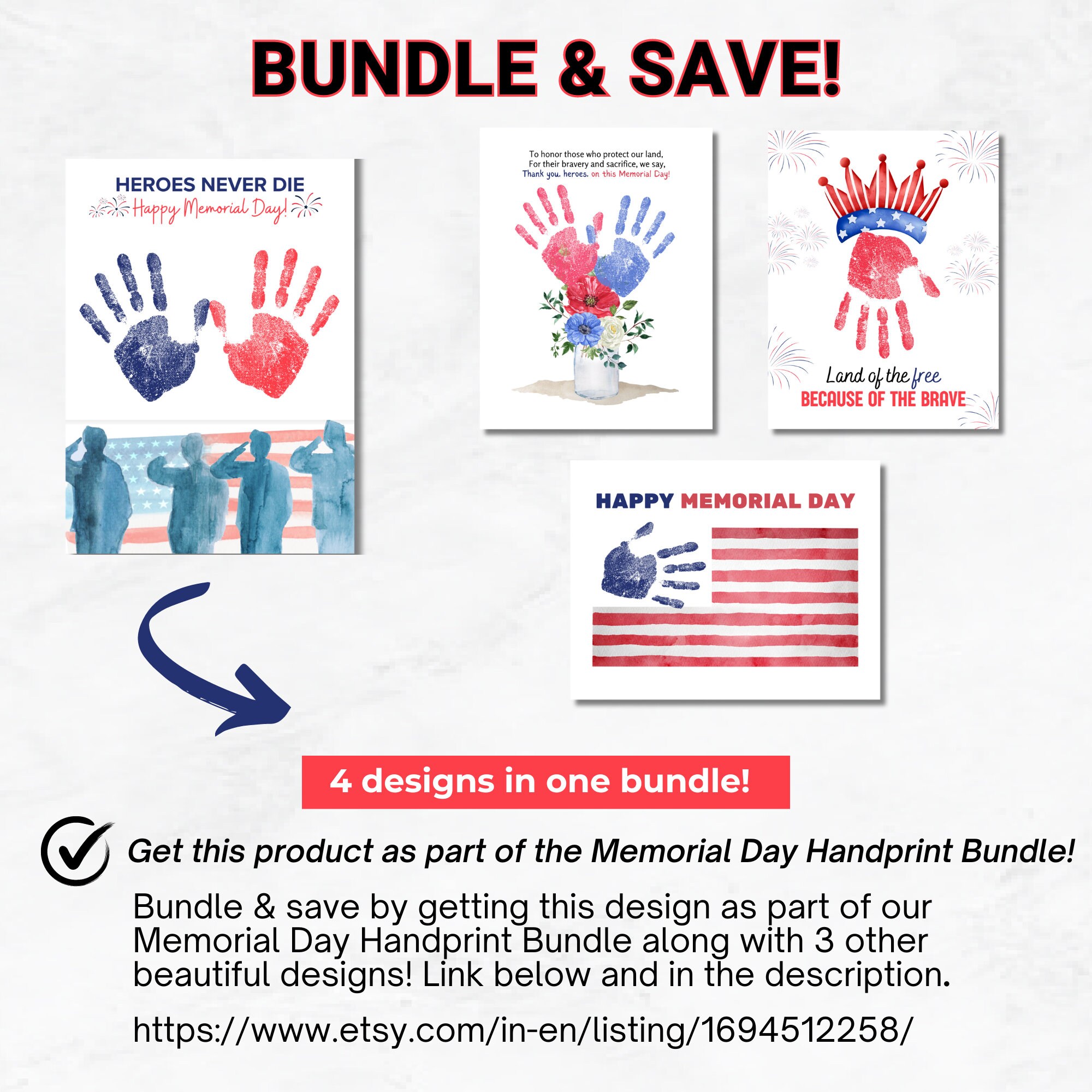 Memorial Day Handprint, Memorial Day Craft, Memorial Day Printable ...