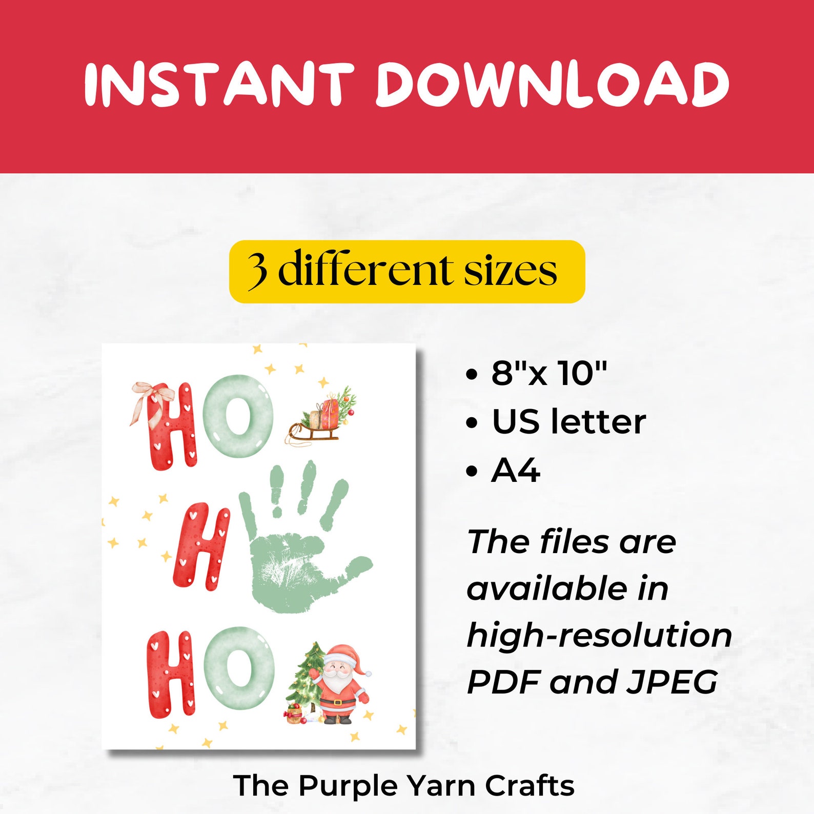 Christmas Handprint Art, Ho Ho Ho Handprint, Baby's First Handprint ...