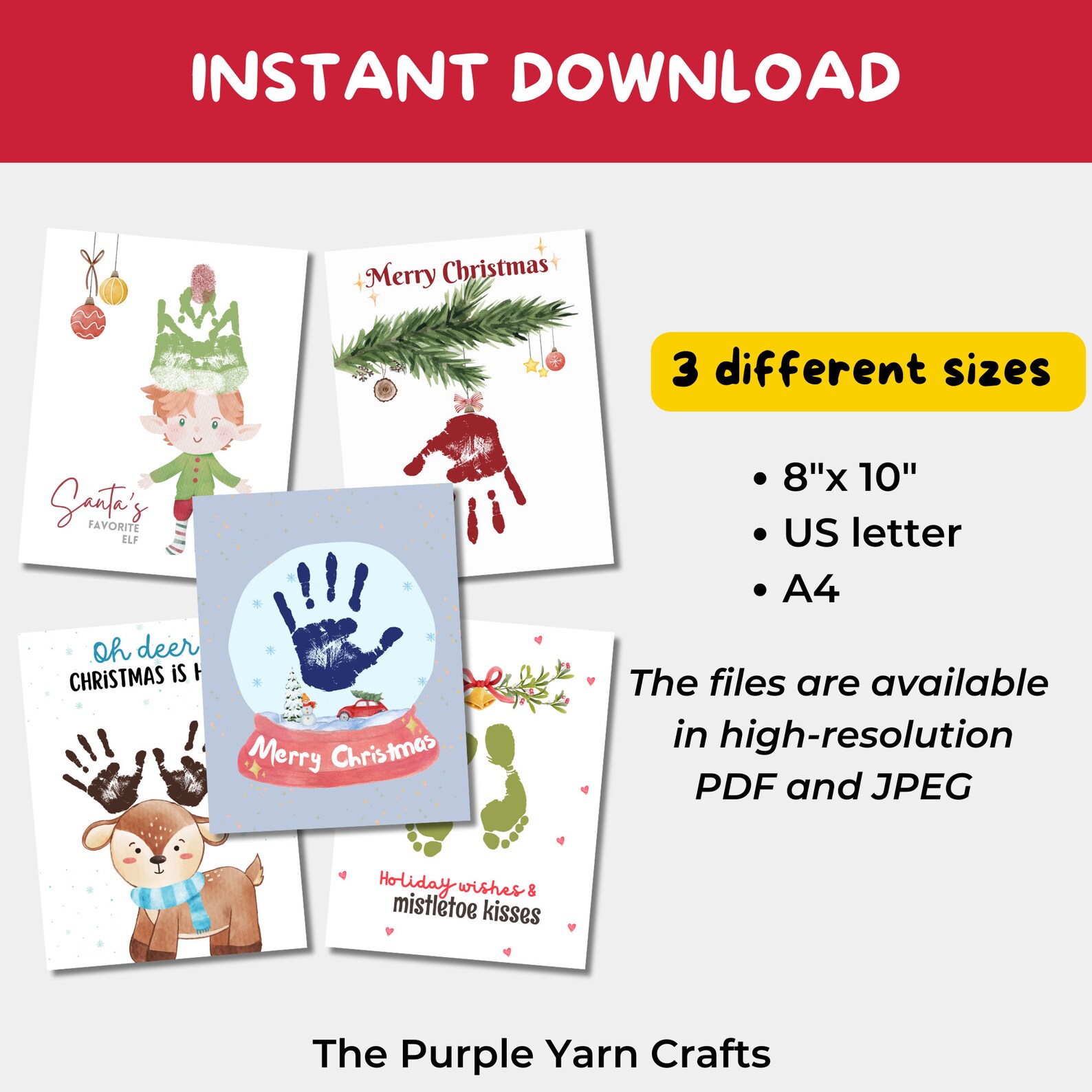 Christmas Handprint Footprint Thumbprint Art Bundle, Winter Handprint ...