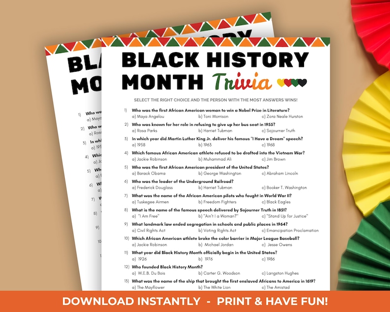 Black History Month Trivia Game, Black History Trivia, Black History ...