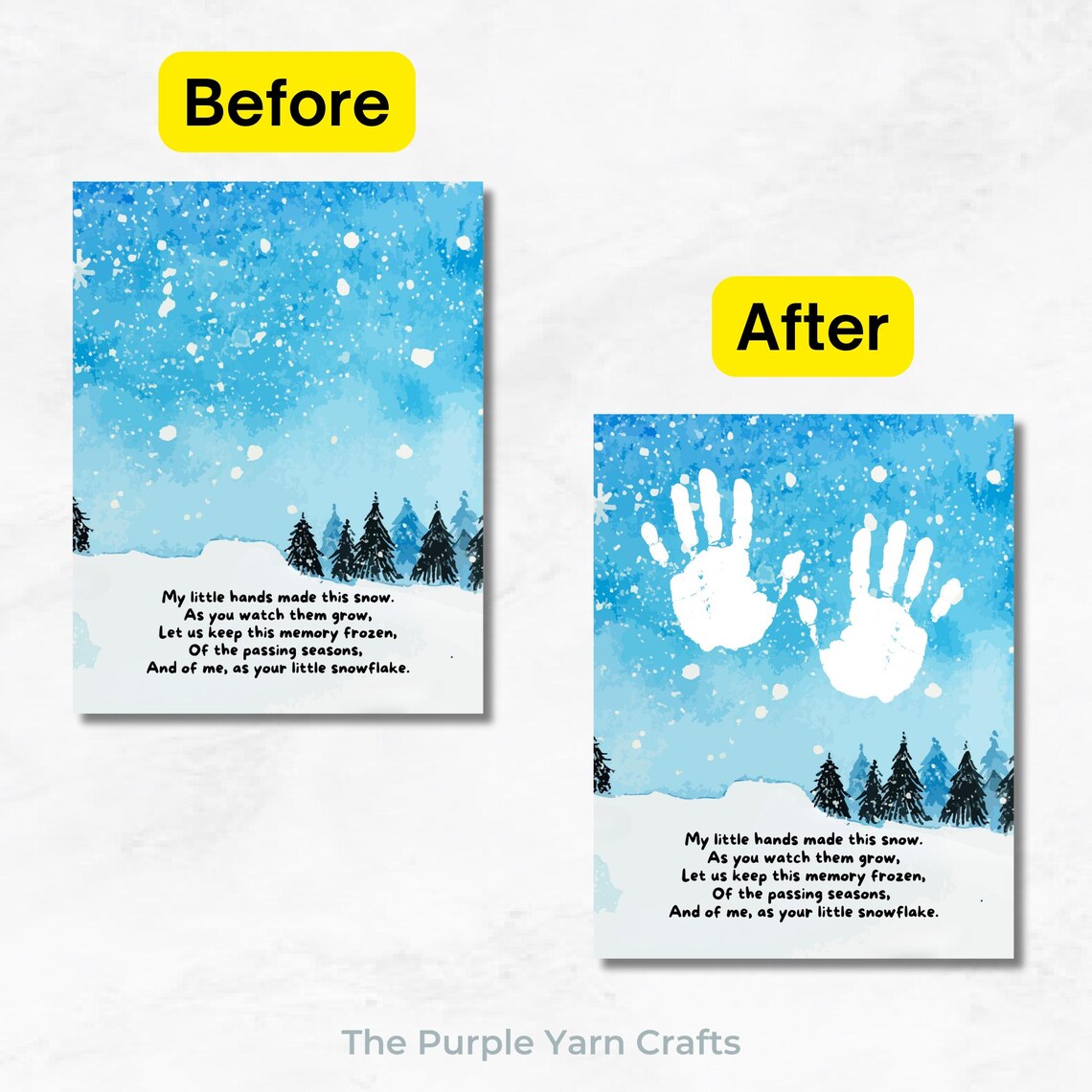 Snowflake Handprint Art, Winter Poem Handprint, Winter Craft Toddler ...