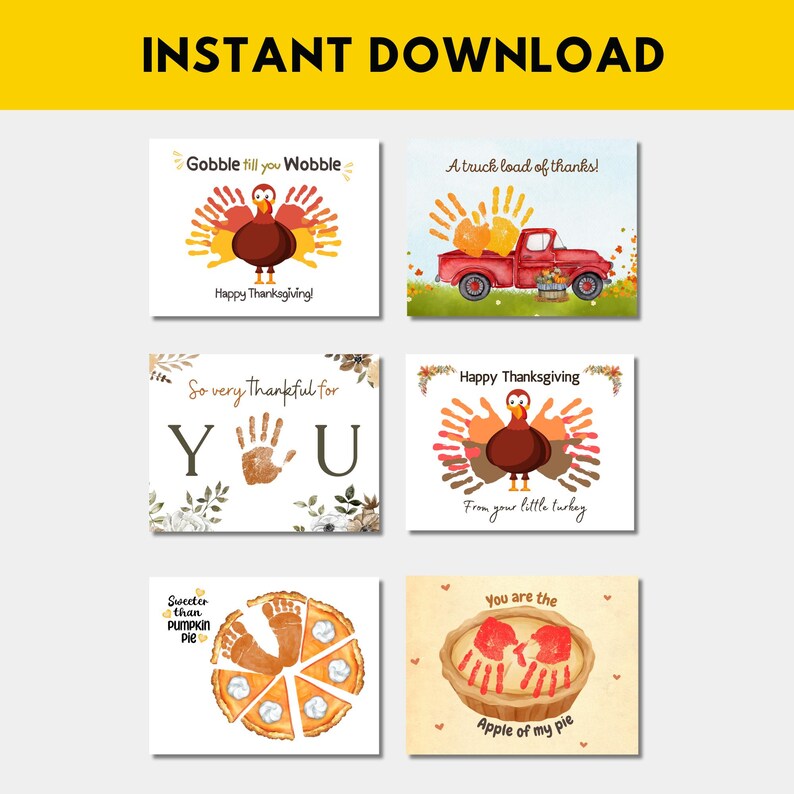 Thanksgiving Handprint Bundle, Happy Thanksgiving Printable, Turkey ...
