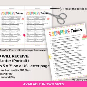 Summer Trivia Game, Summer Party Game,family Games,summer Quiz ...