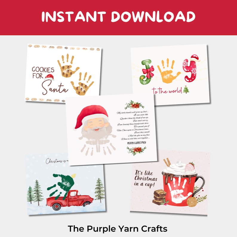 Christmas Handprint Footprint Thumbprint Art Bundle, Winter Handprint ...