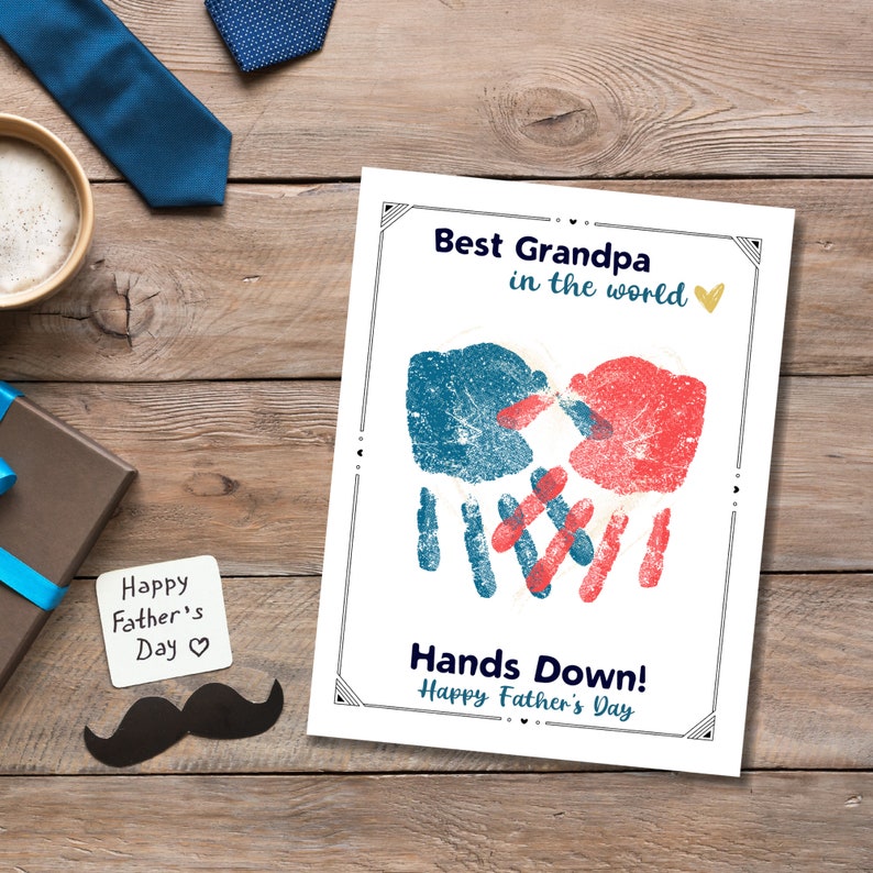 Father's Day Grandpa Handprint Art, Gift From Grandkid, Best Grandpa ...