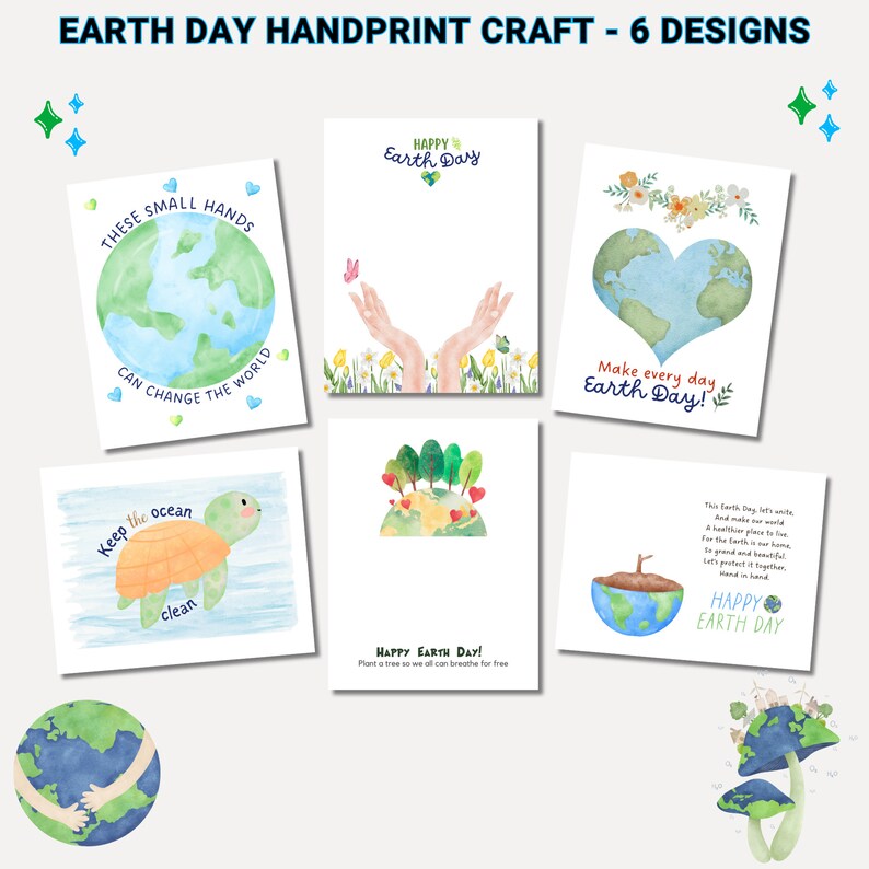 Earth Day Handprint Art Bundle, Earth Day Printable, Fingerprint Tree ...
