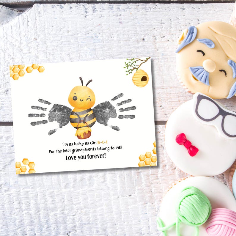 Grandparents Bee Handprint Craft, Grandparents' Day Handprint ...