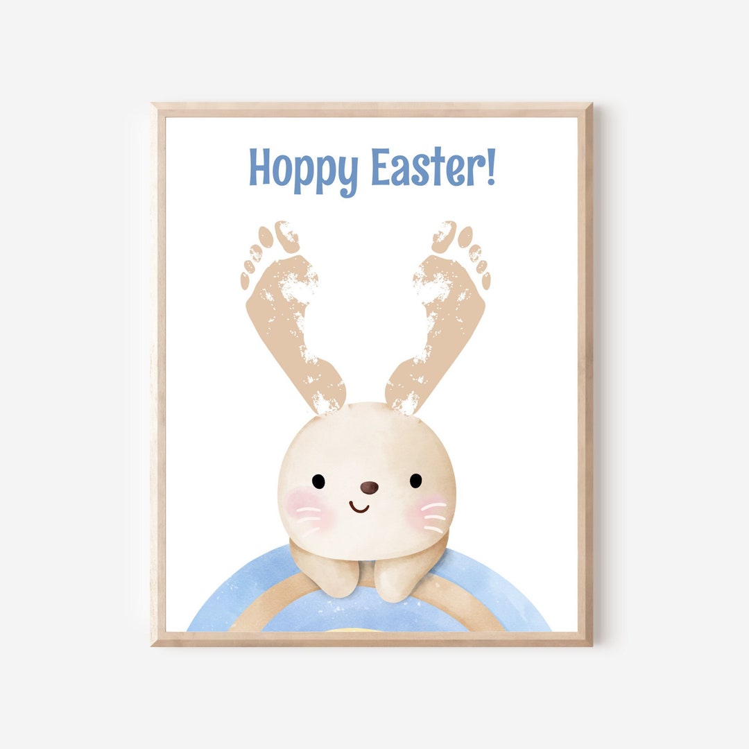 Hoppy Easter, Easter Footprint Art, Baby Footprint Art, Bunny Footprint ...