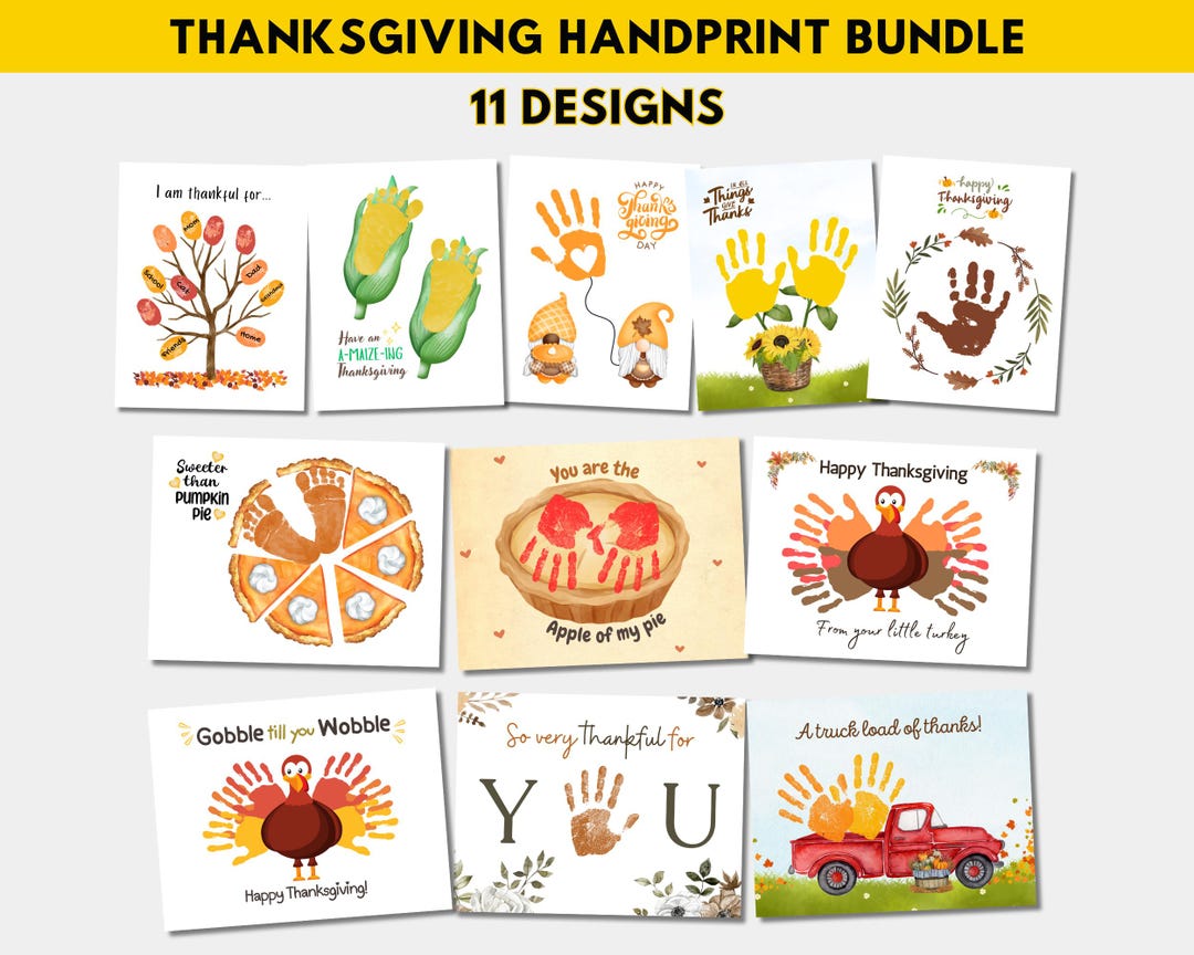 Thanksgiving Handprint Bundle, Happy Thanksgiving Printable, Turkey ...