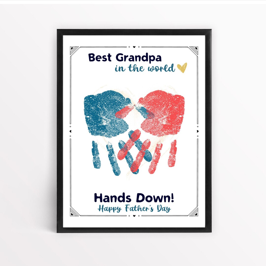Father's Day Grandpa Handprint Art, Gift From Grandkid, Best Grandpa ...